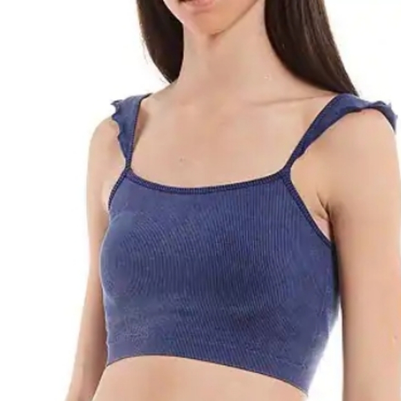 Chelsea & Violet | Tops | Chelsea Violet Nwt Blue Flutter Sleeves Ribbed Bra Top | Poshmark